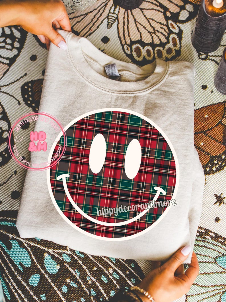 Plaid Smiley Face PNG Preppy Christmas PNG Plaid Smiley Shirt ...