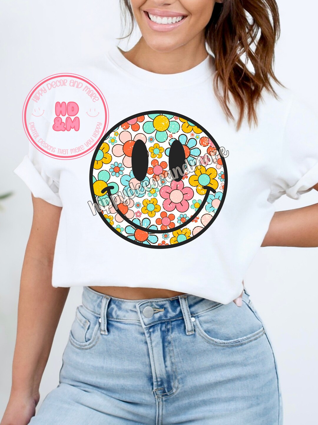 Daisy Smiley Face PNG Retro Boho Distressed Daisies Summer Vibes ...