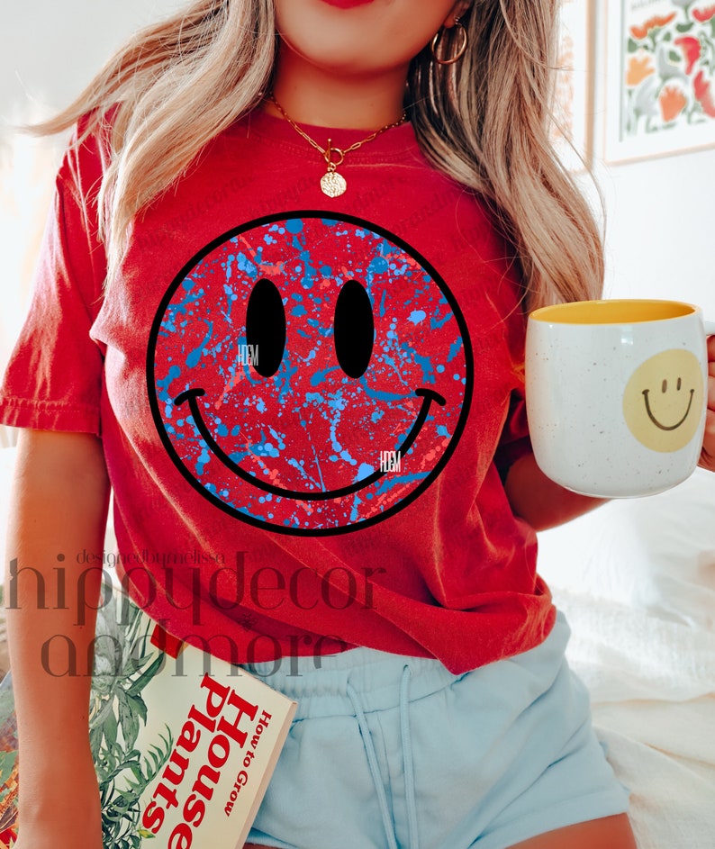 Smiley Face Sublimation Splatter Paint Smiley Face PNG Red - Etsy
