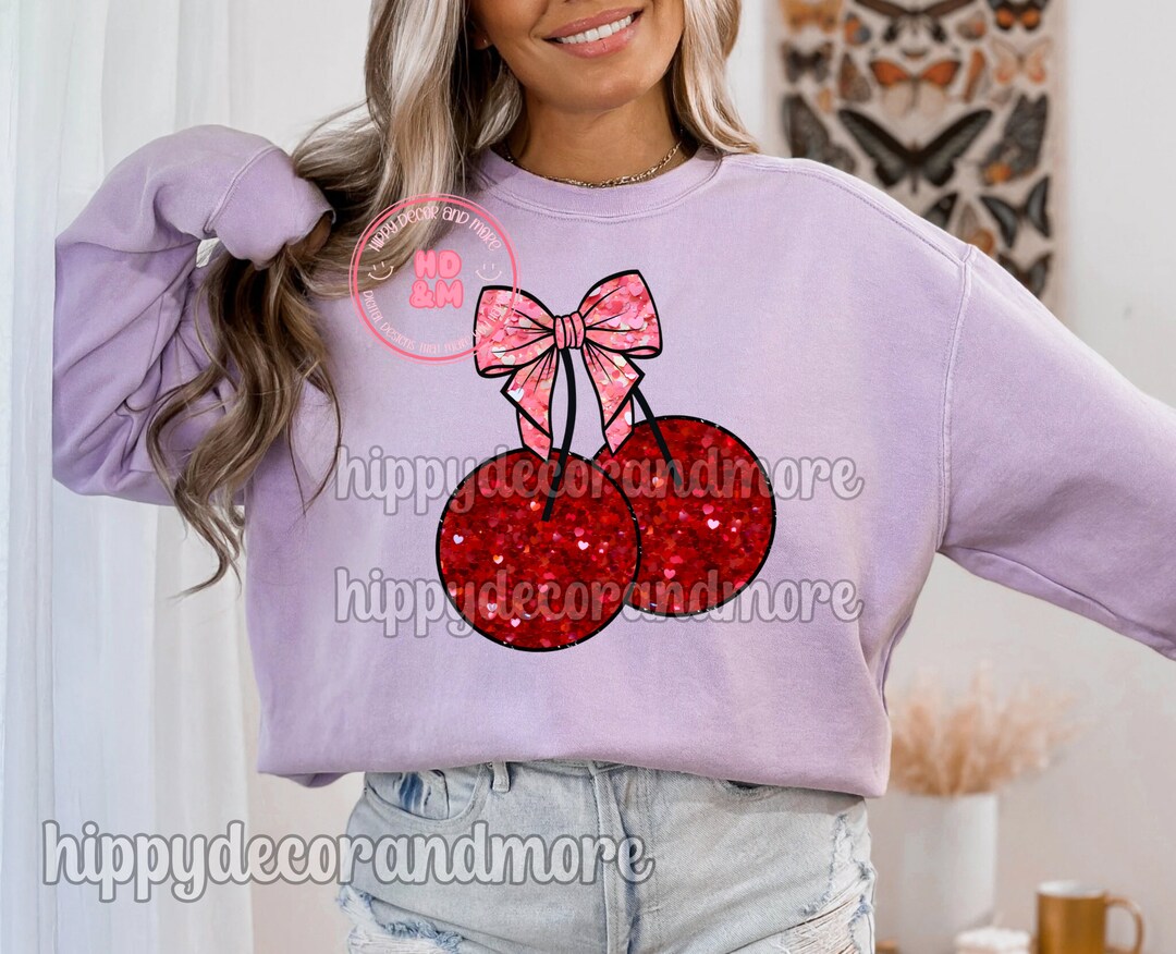 Cherry Shirt Design Cherry PNG Sparkly Faux Glitter Cherries PNG ...