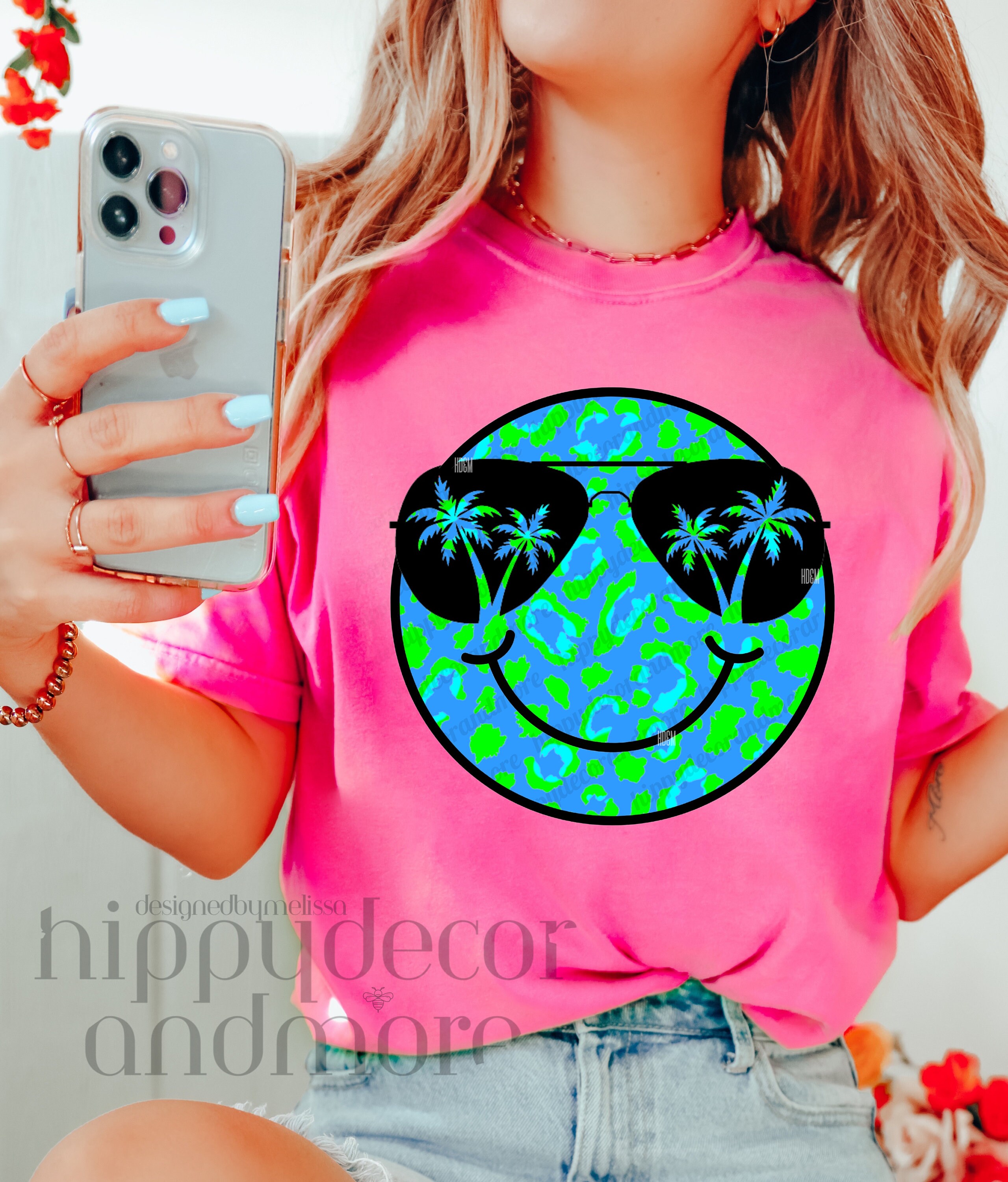 Leopard Print Palm Trees Smiley Face PNG Sunglasses Smiley - Etsy