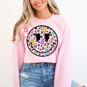 Leopard Print Smiley Face PNG Easter PNG Pastel Smiley Face Shirt ...