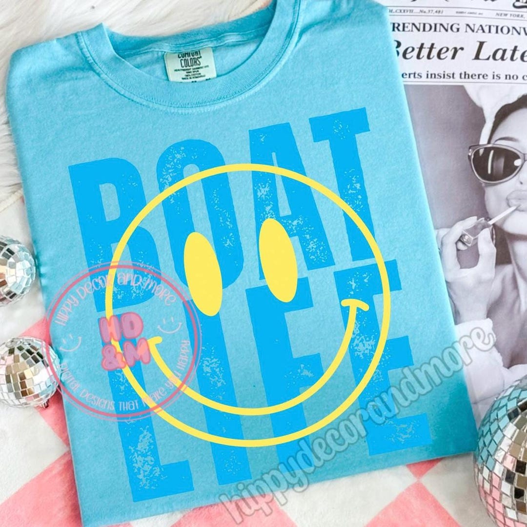 Boat Life Smiley Face Sunshine Png Beach Life PNG Summer PNG Neon ...