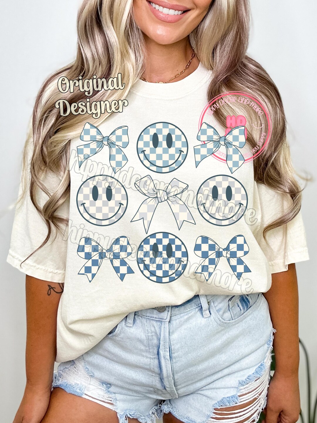 Checkered Bow PNG Checkered Smiley Face PNG Fall Collage PNG Blue ...