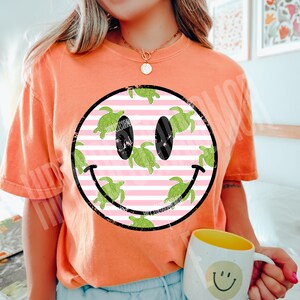 Preppy Smiley Face PNG Summer Time Transfer Design Sublimation Design ...