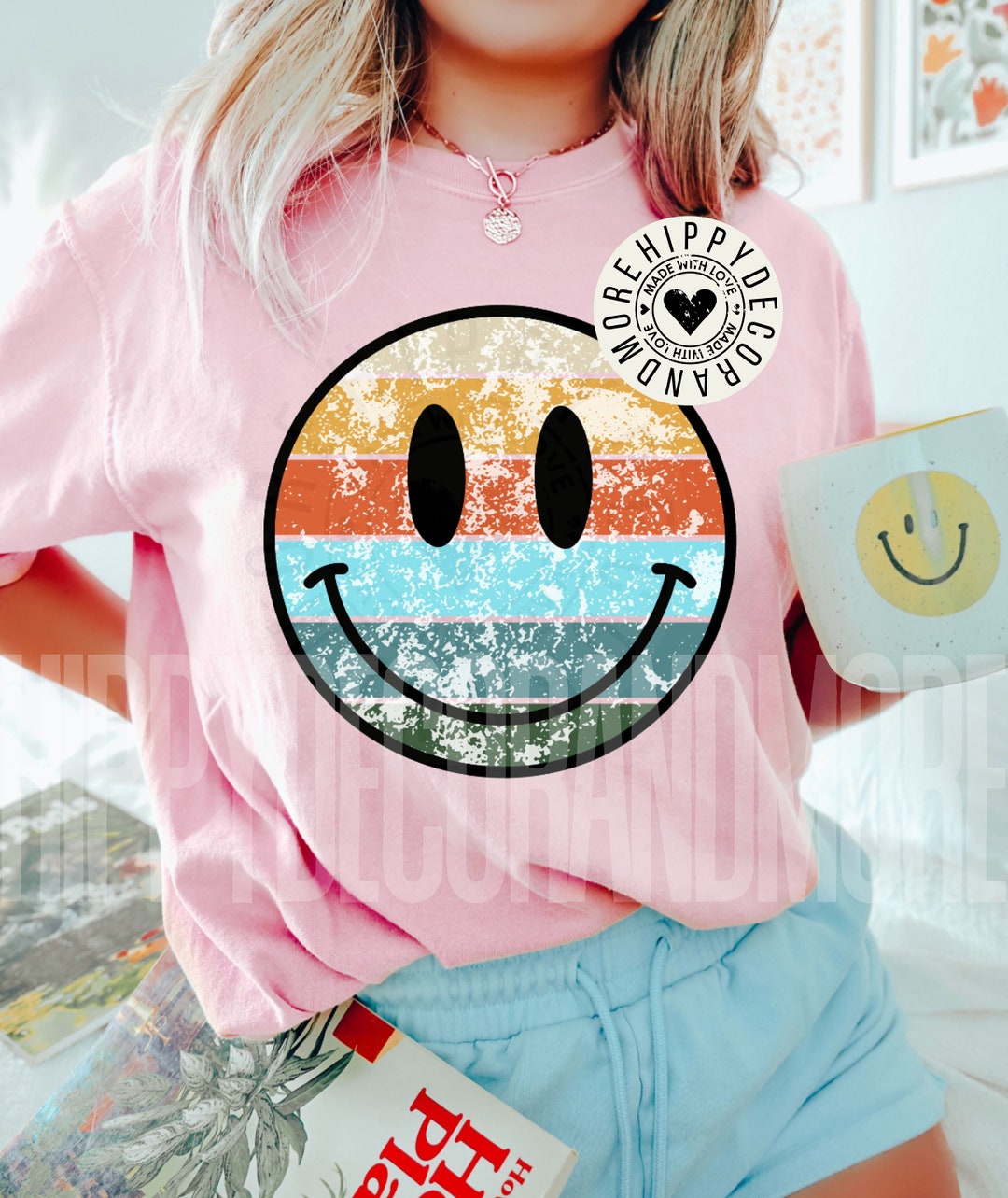 Distressed Smiley Face PNG Earth Tones Smiley PNG Boho Png Boho Smiley ...