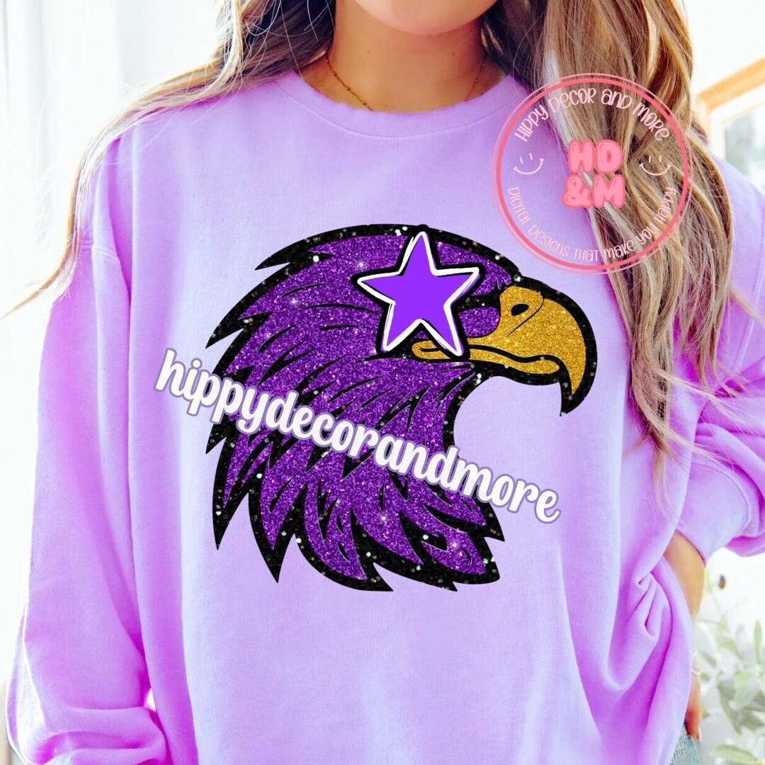 Eagle Mascot PNG Preppy Eagle PNG Purple Eagle Mascot Shirt Sublimation ...