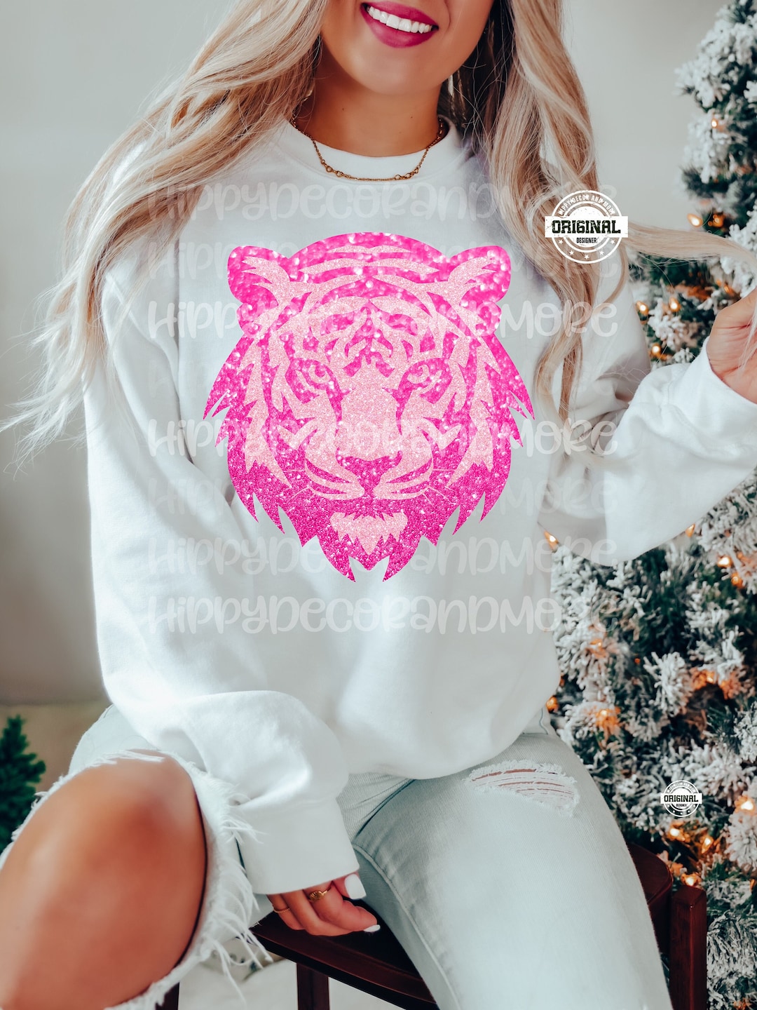 Tiger PNG Tigers Mascot Preppy PNG Pink Sparkly Glitter Tigers Shirt ...
