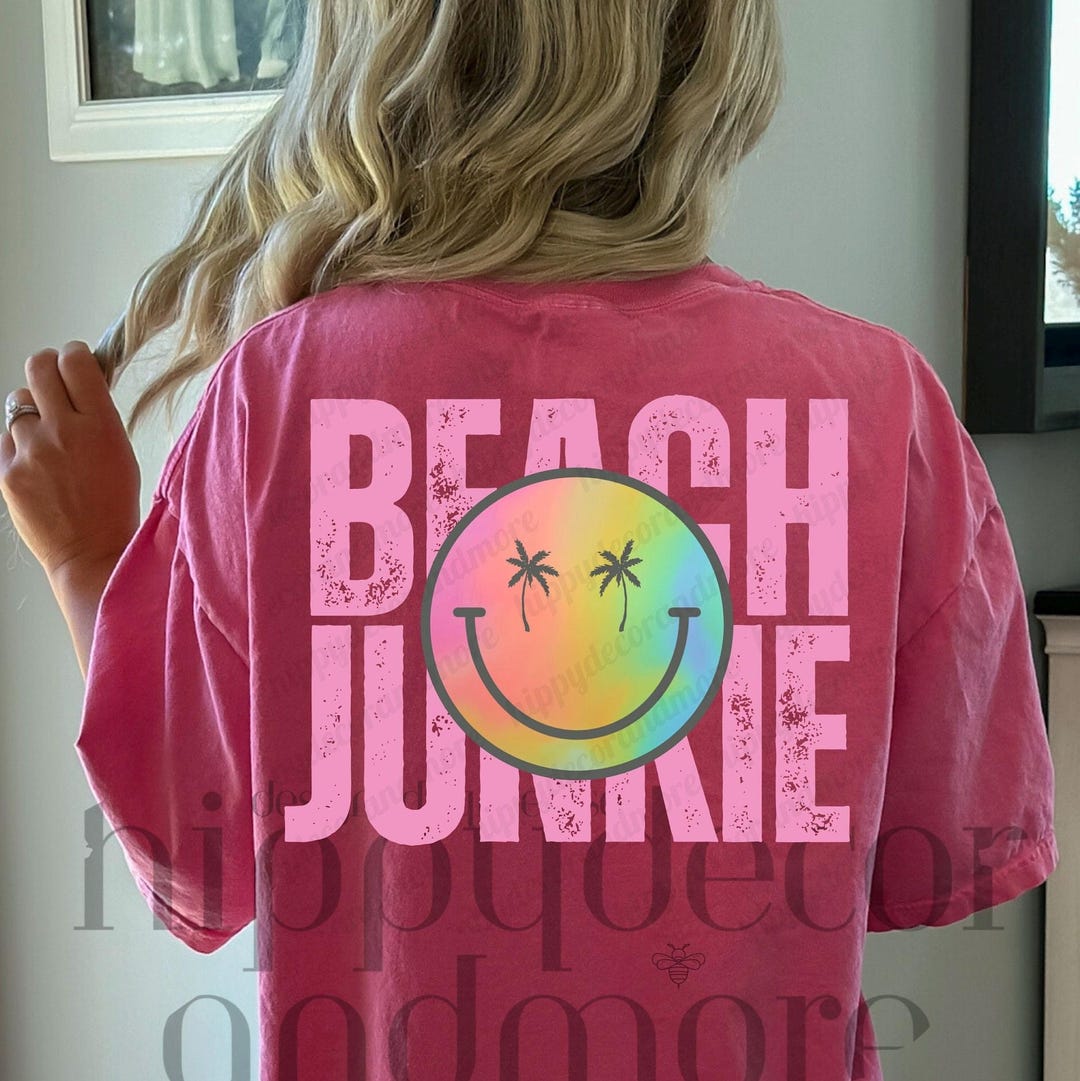 Tie-dye Beach Junkie Smile Face PNG Retro PNG Summer Png Beach ...
