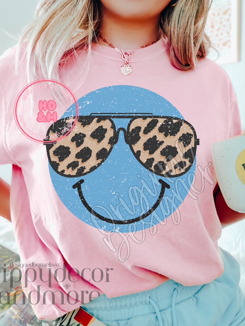 Leopard Print PNG Smiley Face PNG Sunglasses Happy Face Sublimation ...