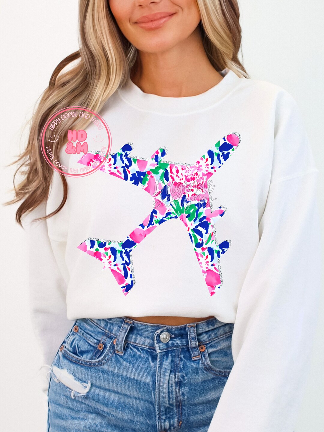Preppy Airplane PNG LP Inspired Floral Vaca Vibes Travel Vacation Shirt ...