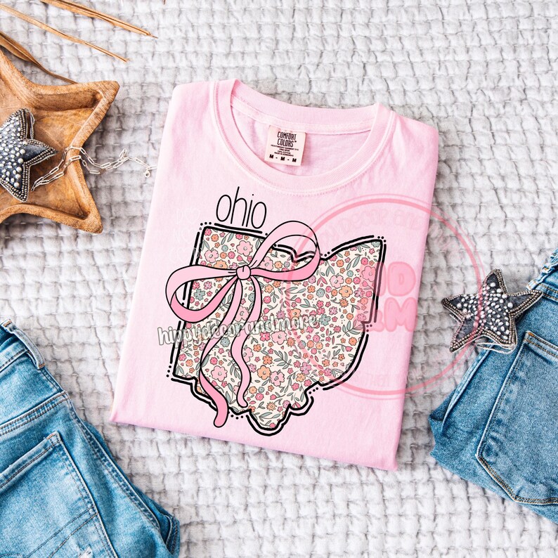 State PNG Floral Coquette Ohio PNG Trendy Girly Shirt Design Coquette ...