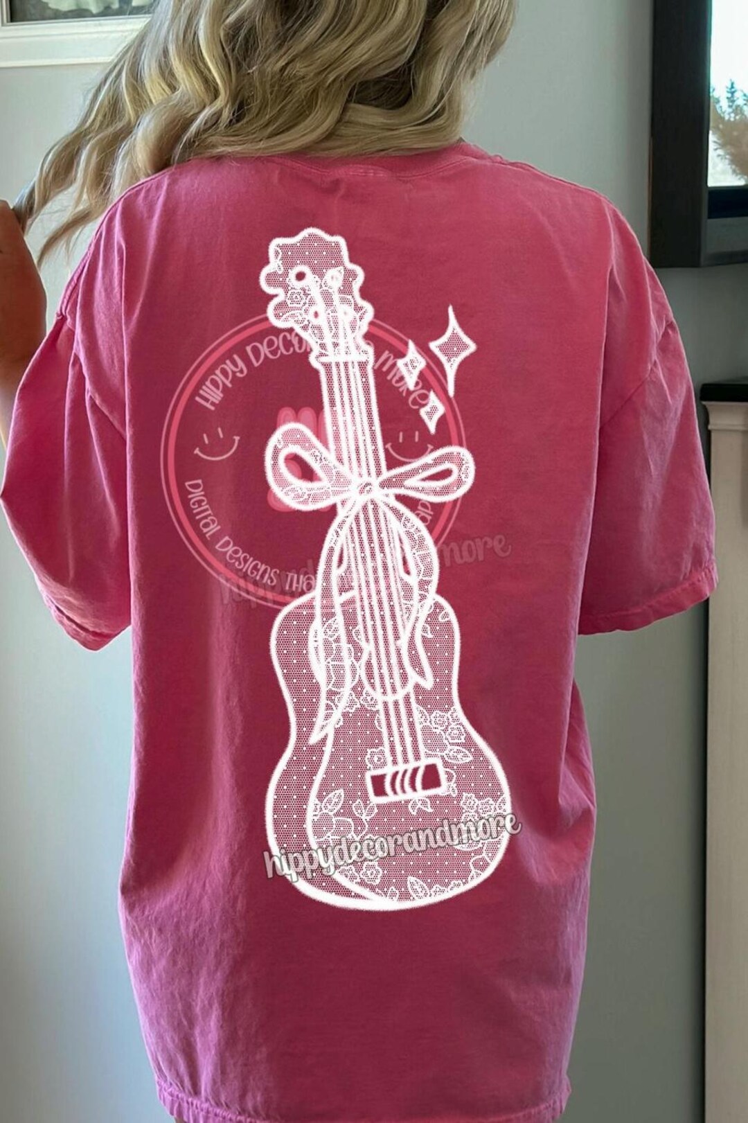 Lace Guitar PNG Girly Music Lover PNG Coquette Bow Trendy Shirt Design ...