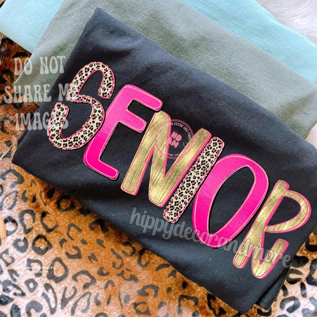 Preppy Senior PNG Class of 2026 Shirt Design Pink Leopard Print Metalic ...