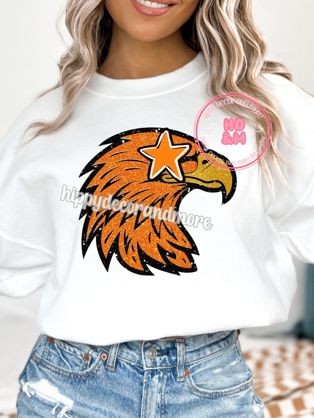 Preppy Eagle PNG Eagle Mascot PNG Orange Eagle Shirt Sublimation Design ...