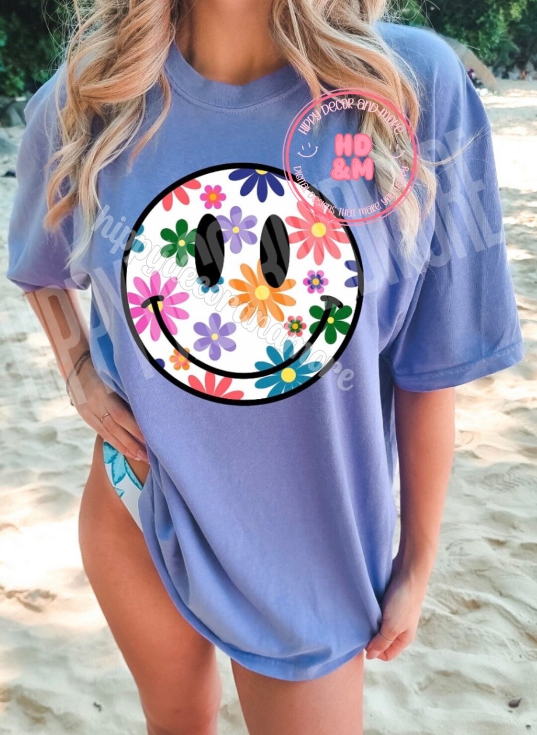 Daisy PNG Retro Smiley Face Distressed Smiley Transfer Design - Etsy