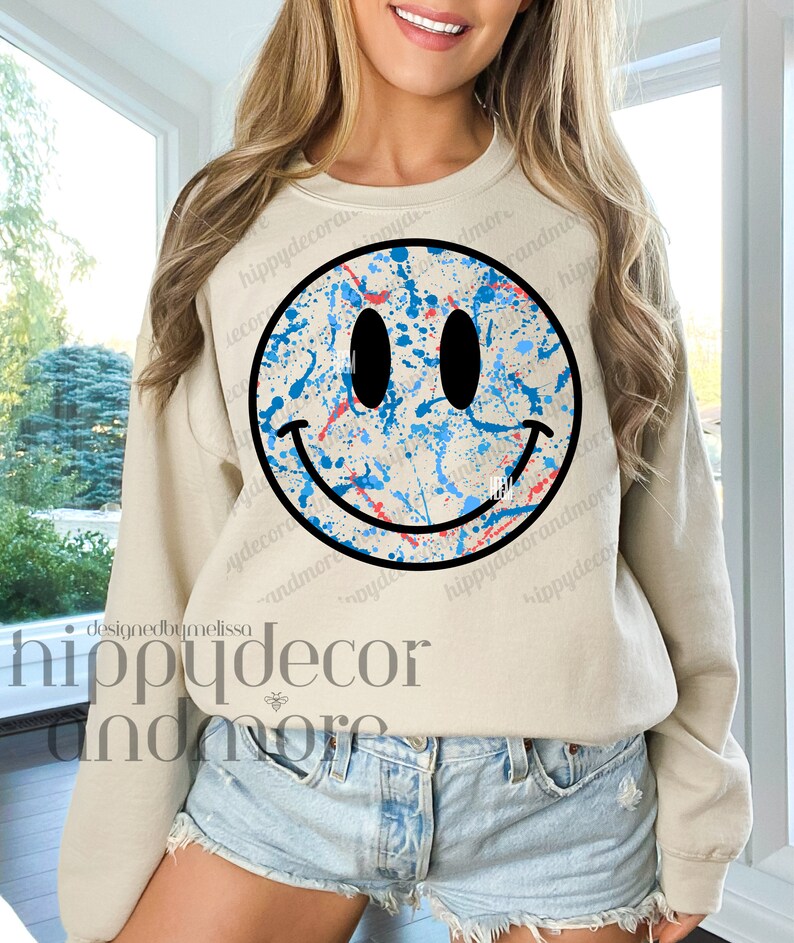 Smiley Face Sublimation Splatter Paint Smiley Face PNG Red - Etsy