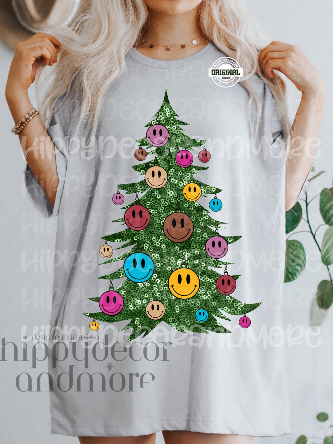 Sequins Christmas Tree PNG Retro Smiley Face PNG Retro Christmas Shirt ...