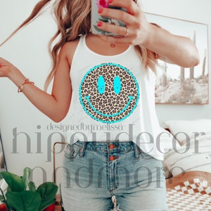 Distressed Smiley Face PNG Leopard Print Smiley Face Girly Smiley Boho ...