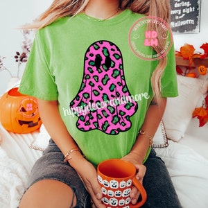 Halloween Ghost PNG Pink Leopard Print Fall PNG Ghost Shirt Design Faux ...