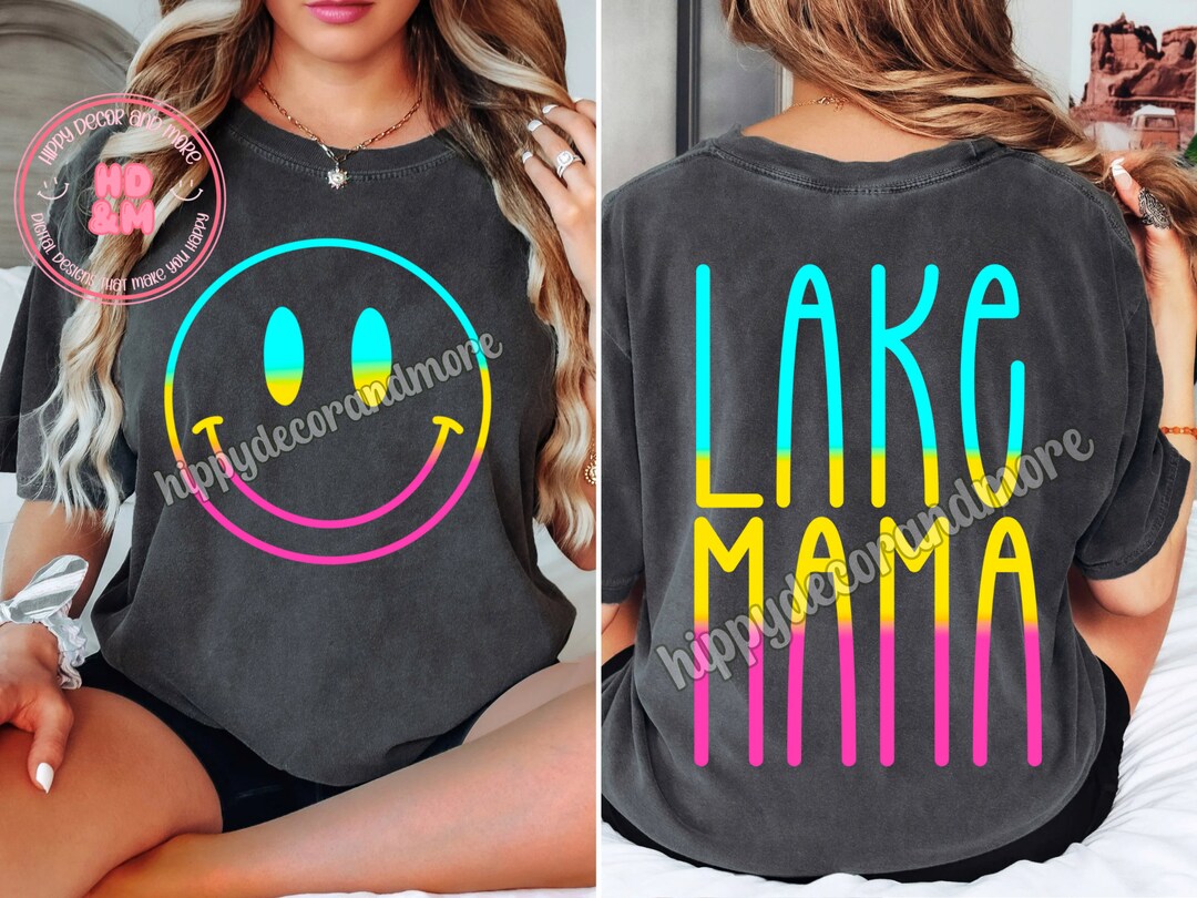 Lake Mama PNG Smiley Face PNG Lake Vibes Colorful Summer PNG Comfort ...