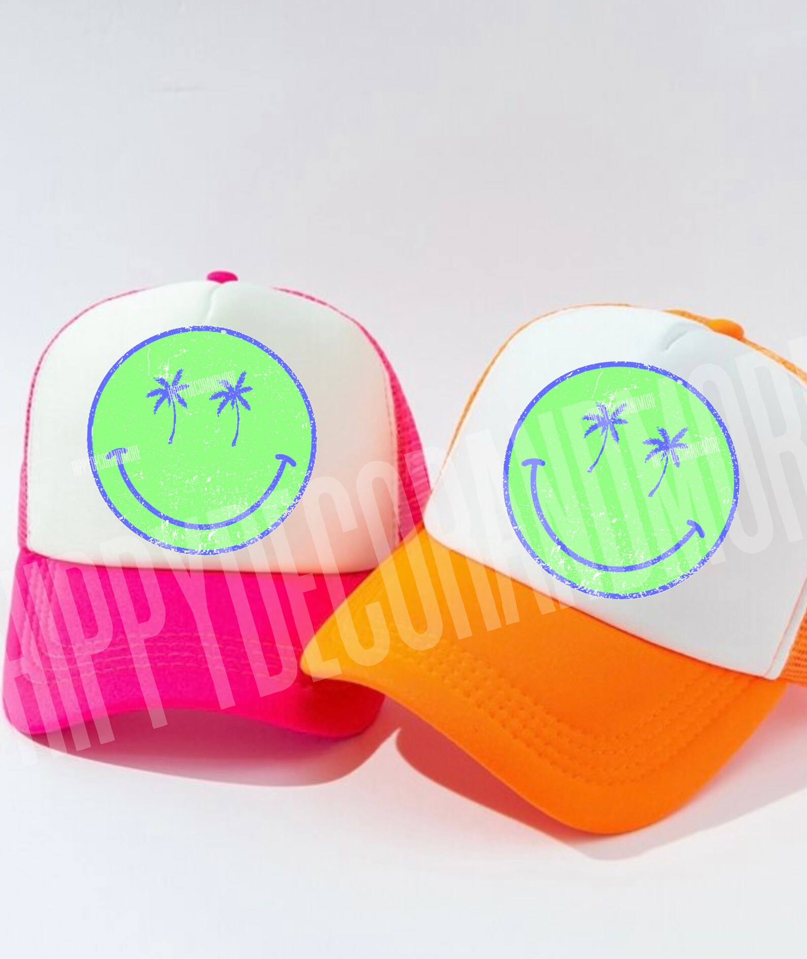 Distressed Retro Palm Trees Smiley Face PNG Boho PNG Smiley Sublimation ...