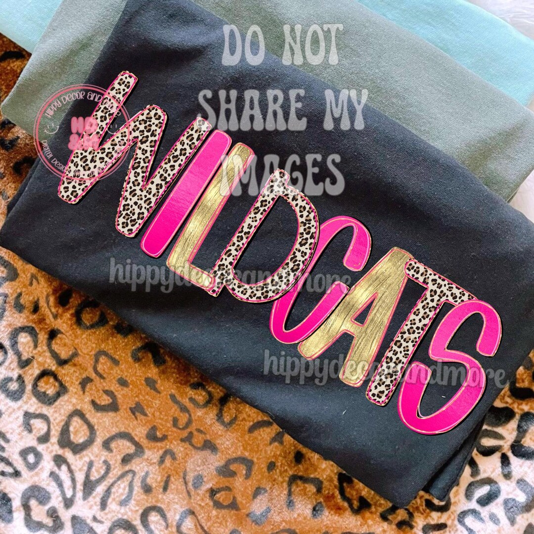 Preppy Mascot PNG Wildcat PNG Pink Leopard Print Metalic Gold Girly ...