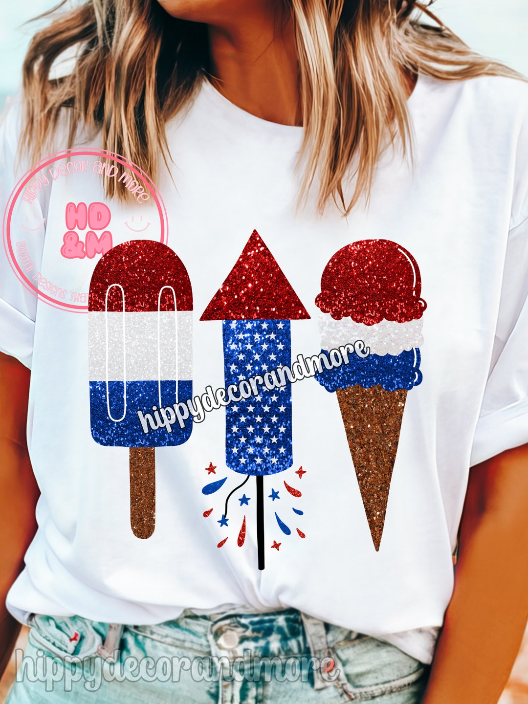 Fourth of July PNG Bomb Pop Ice Cream Sparkly 4th of July Shirt Design ...