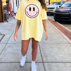 Checkered Smiley Face PNG Pink Checks PNG Distressed Smiley PNG Retro ...