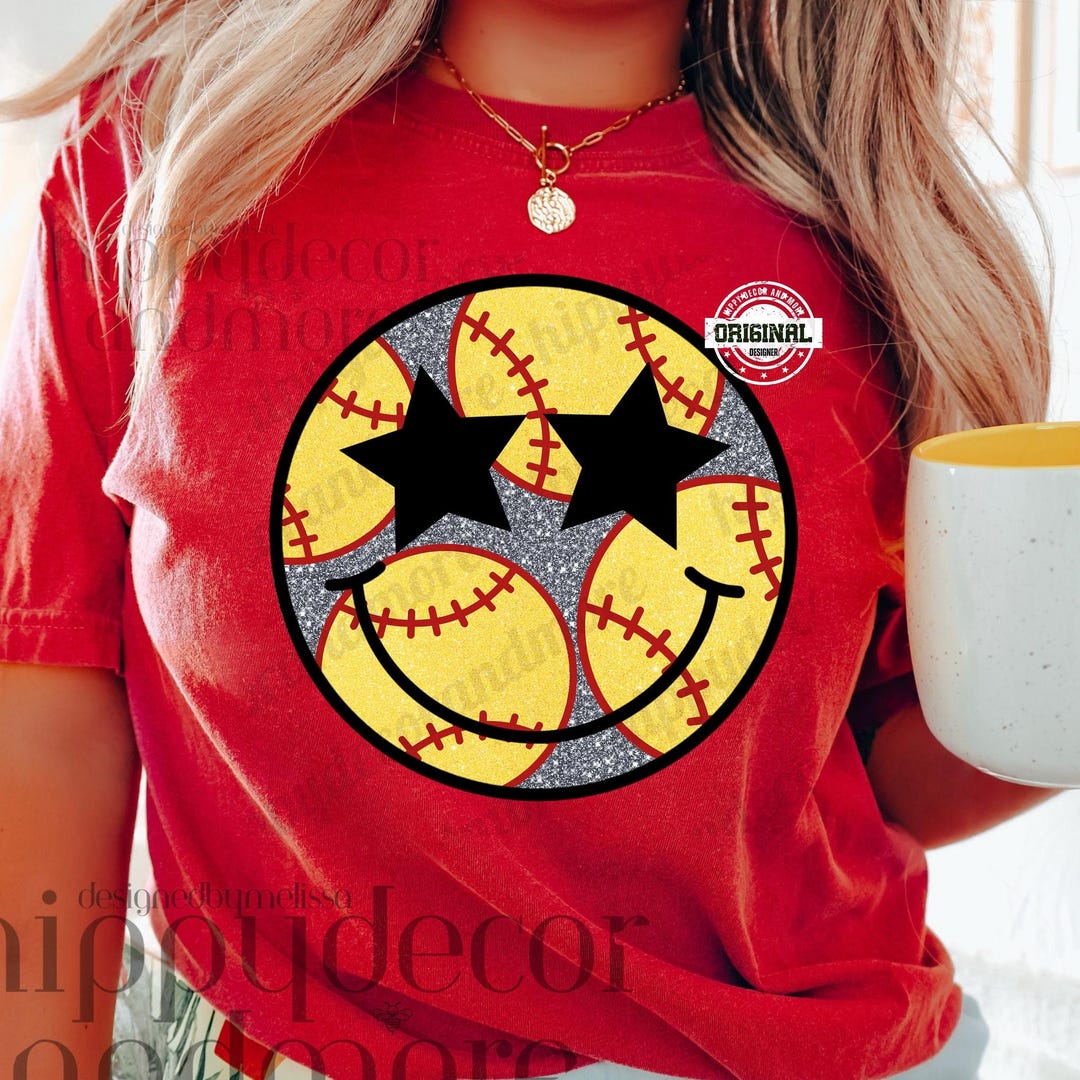 Softball PNG Smiley Face PNG Softball Vibes Softball Mom Comfort Colors ...