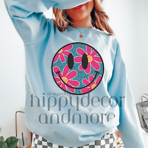 Leopard Print Pink Daisy Smiley Face PNG Happy Face Shirt Sublimation ...