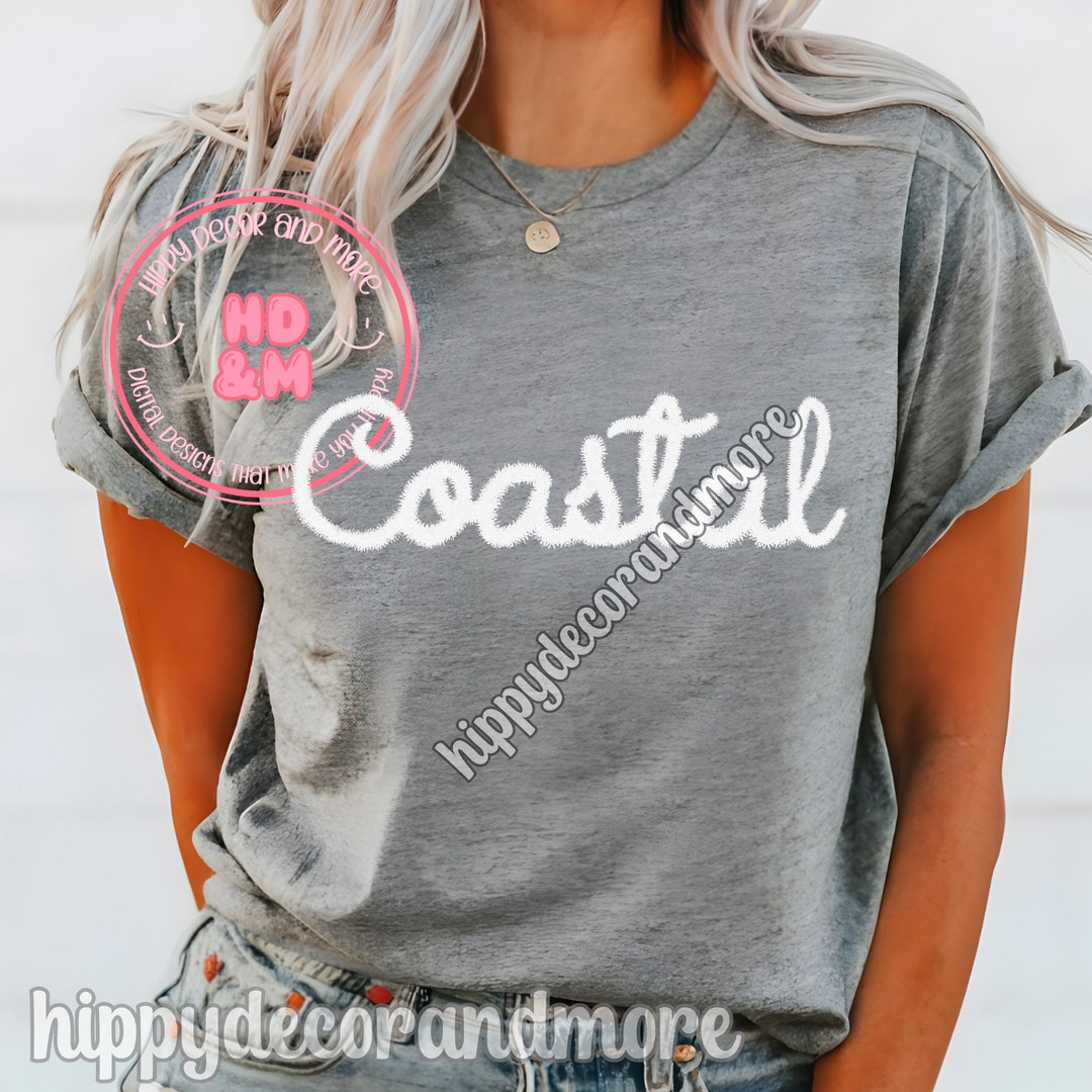 Coastal PNG Faux Tinsel Letters White Beach Shirt Design Summer Vibes ...