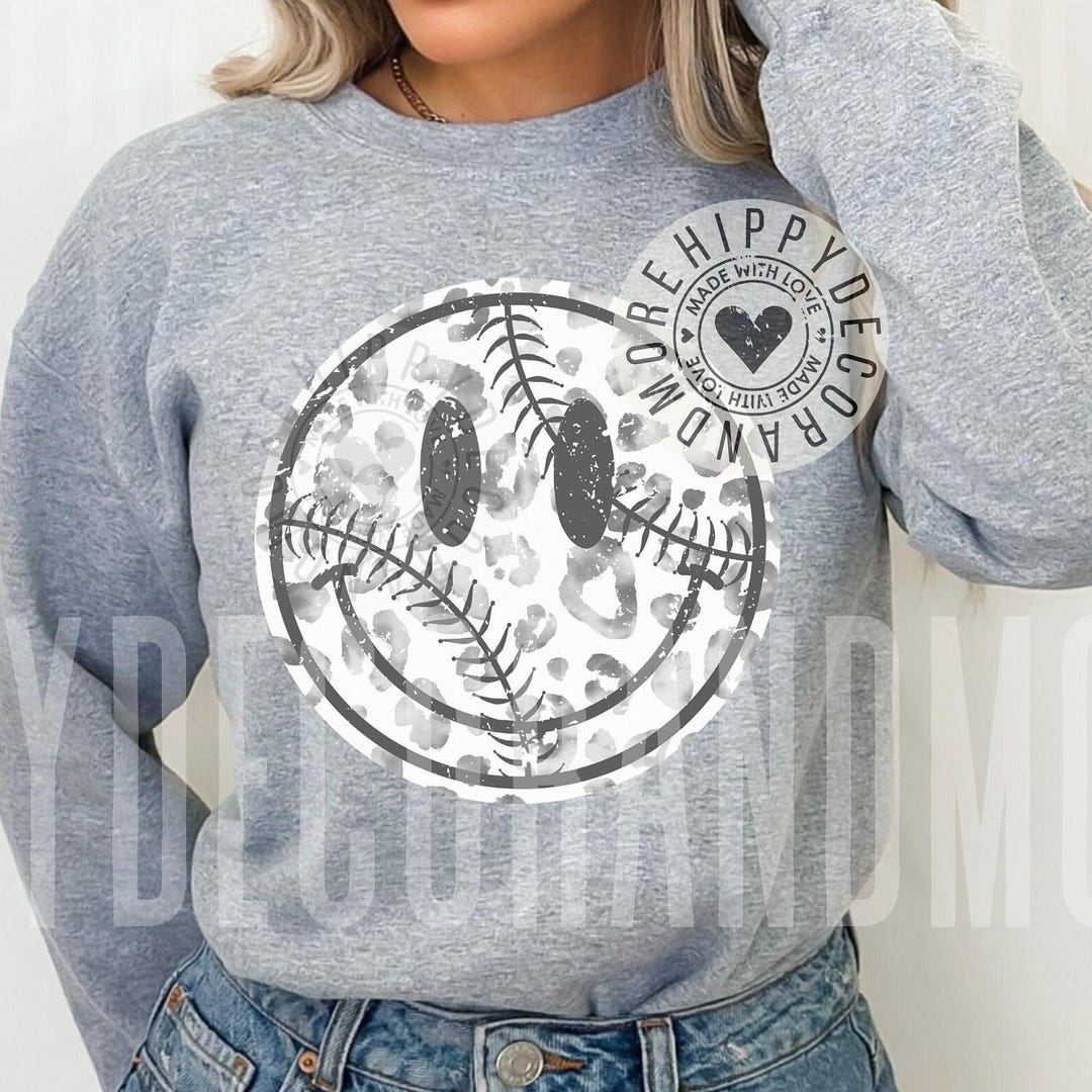 Baseball PNG Smiley Face PNG Retro Smiley Face Sublimation Distressed ...