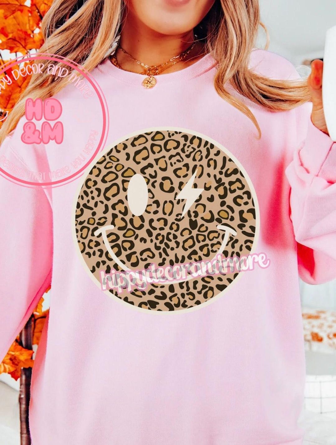 Leopard Print Smiley Face PNG Fall Halloween Thanksgiving PNB Cute ...