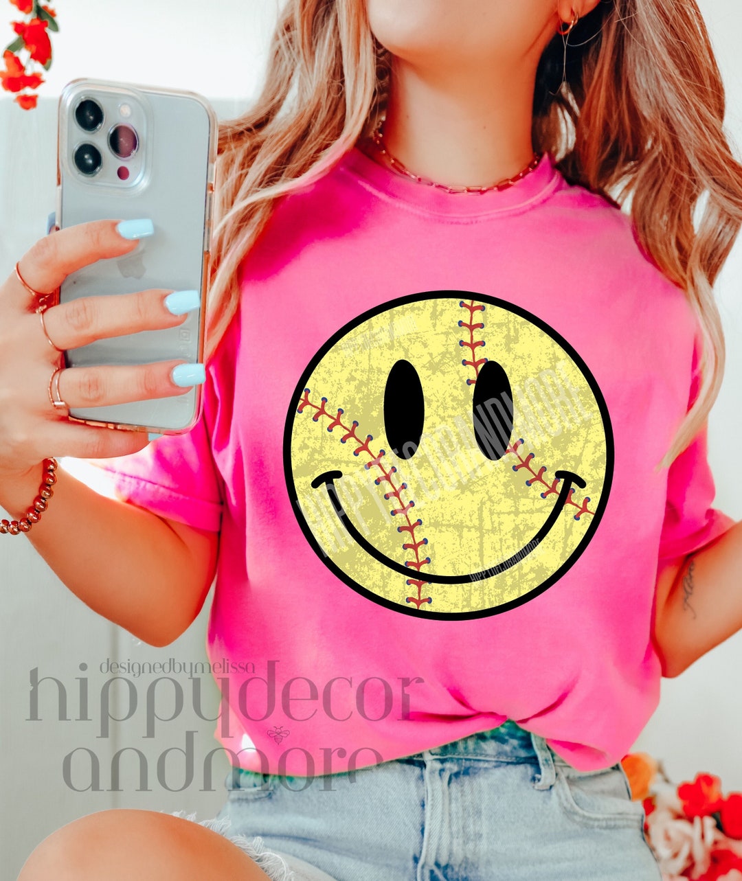 Softball PNG Smiley Face PNG Retro Smiley Face Sublimation - Etsy