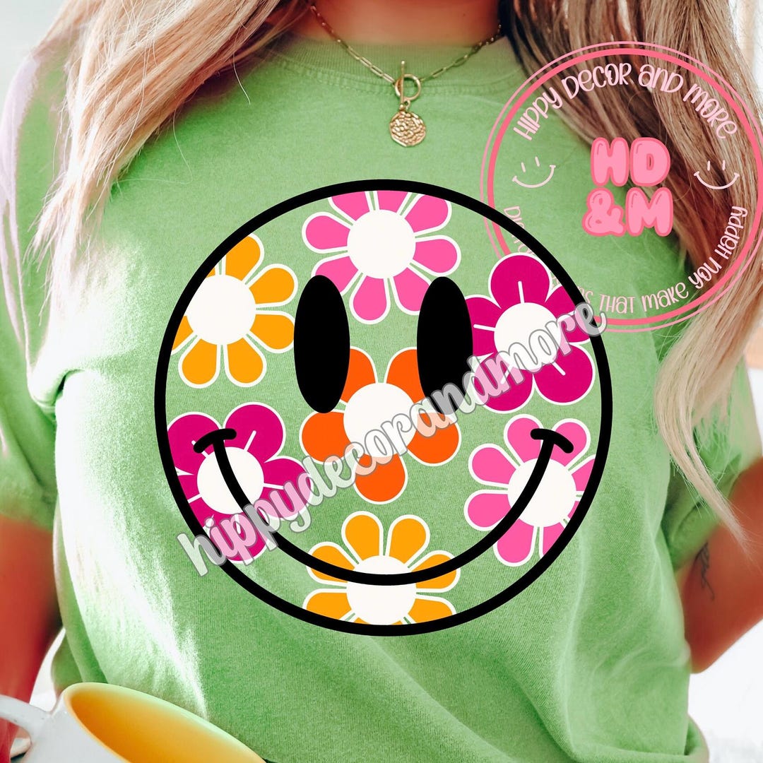 Daisy Smiley Face PNG Vintage Retro Daisies Summer Vibes Boho Hippie ...