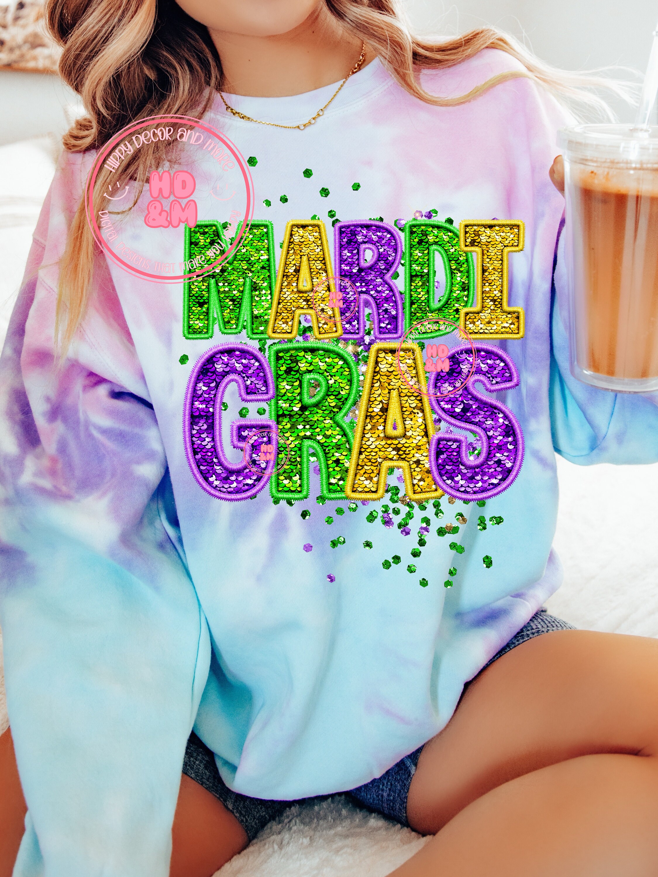 Mardi Gras PNG Faux Sequins Letters Faux Embroidery Sparkly Glitter ...