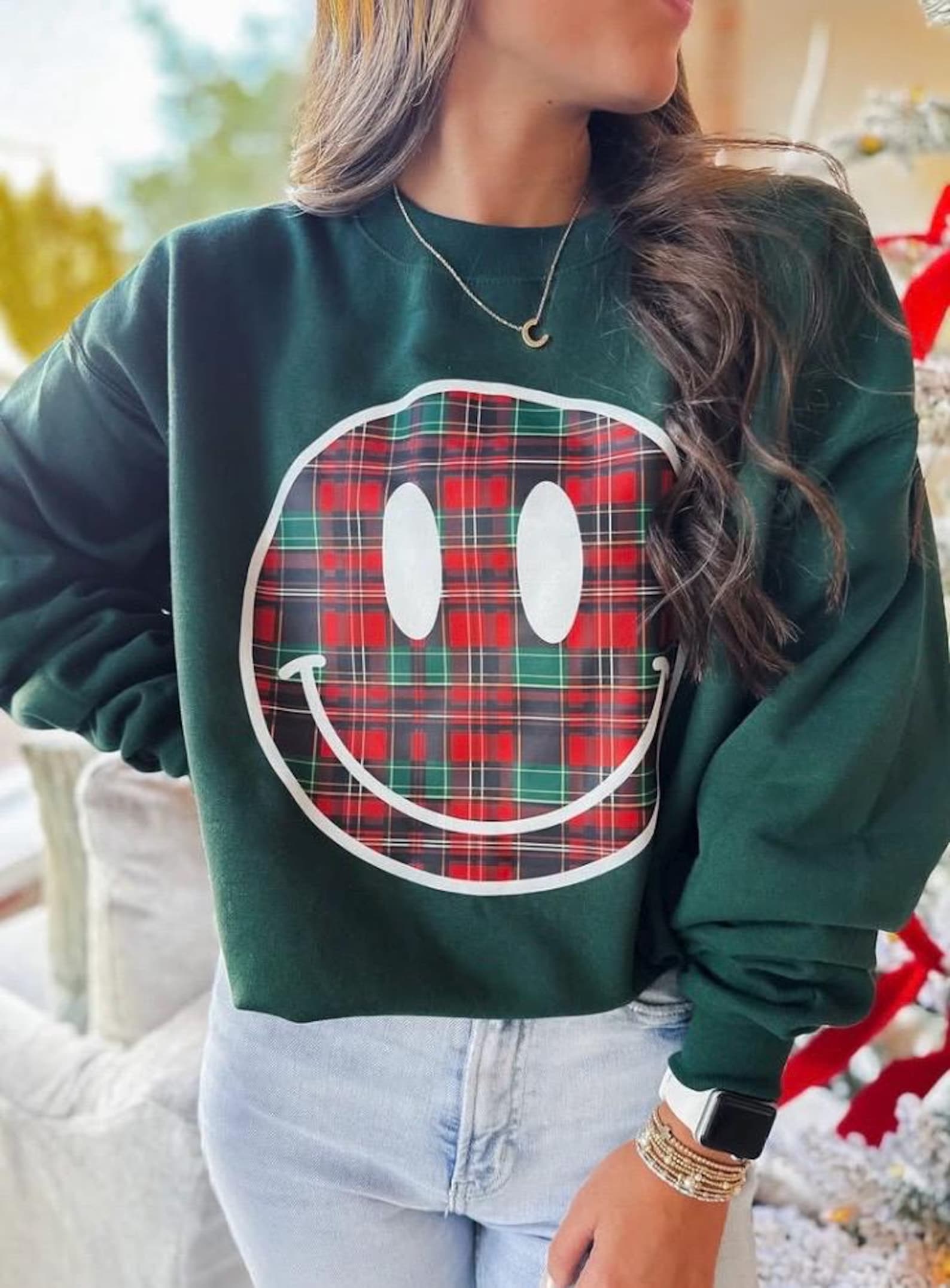 Plaid Smiley Face PNG Preppy Christmas PNG Plaid Smiley Shirt ...