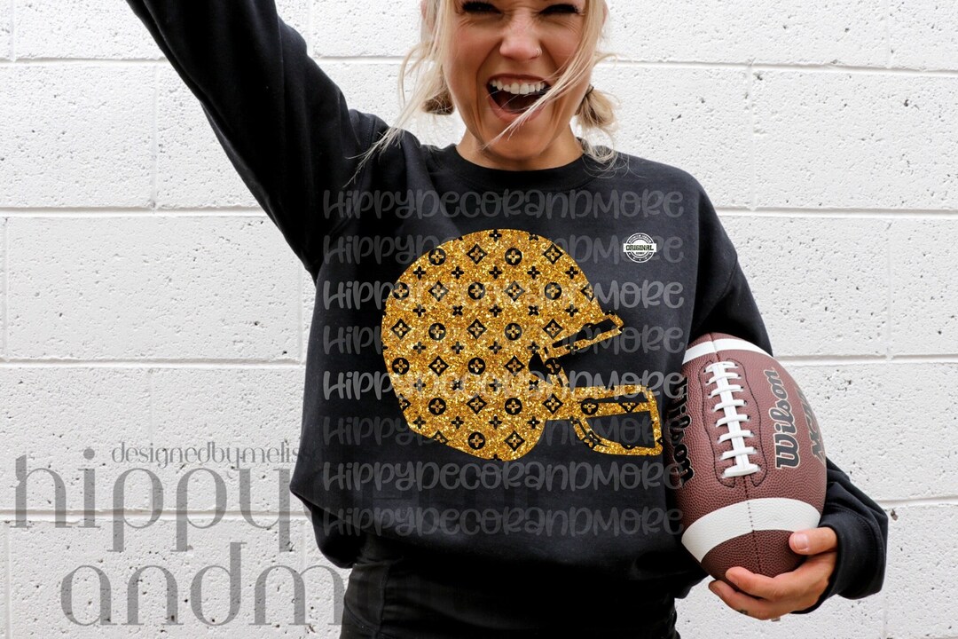 Sparkly Gold Preppy Helmet PNG Football Shirt Sublimation Design ...