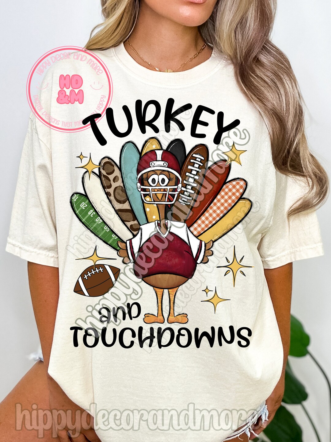 Turkey and Touchdowns PNG Football PNG Cute Turkey Shirt Sublimation ...