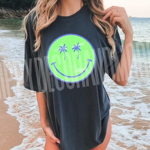 Distressed Retro Palm Trees Smiley Face PNG Boho PNG Smiley - Etsy