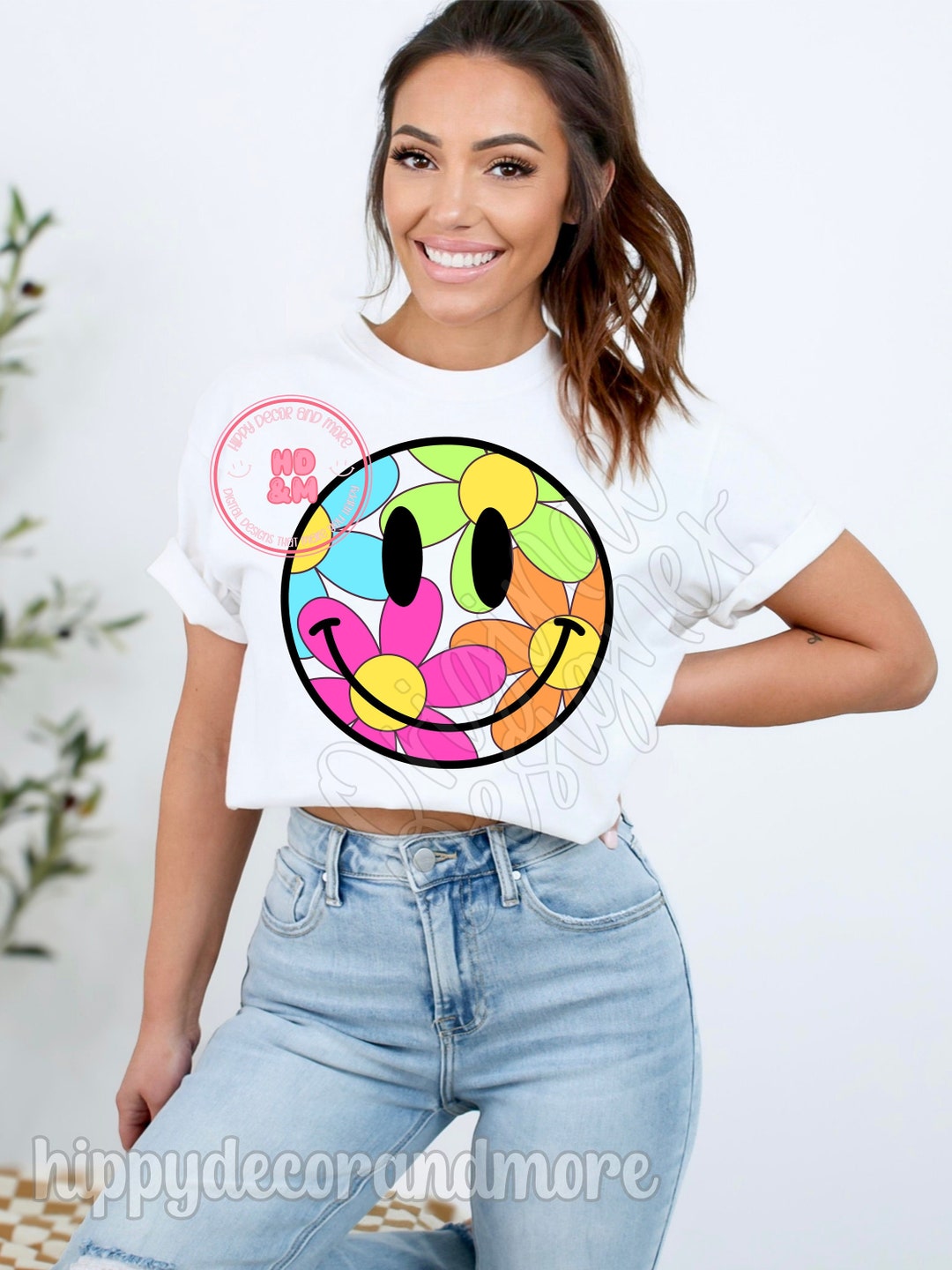 Daisy PNG Retro Smiley Face Boho Hippie Happy Face PNG Retro Trendy ...