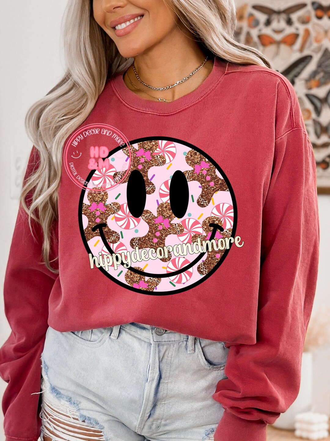 Gingerbread Smiley Face PNG Sparkly Christmas Pink Christmas PNG Cookie ...