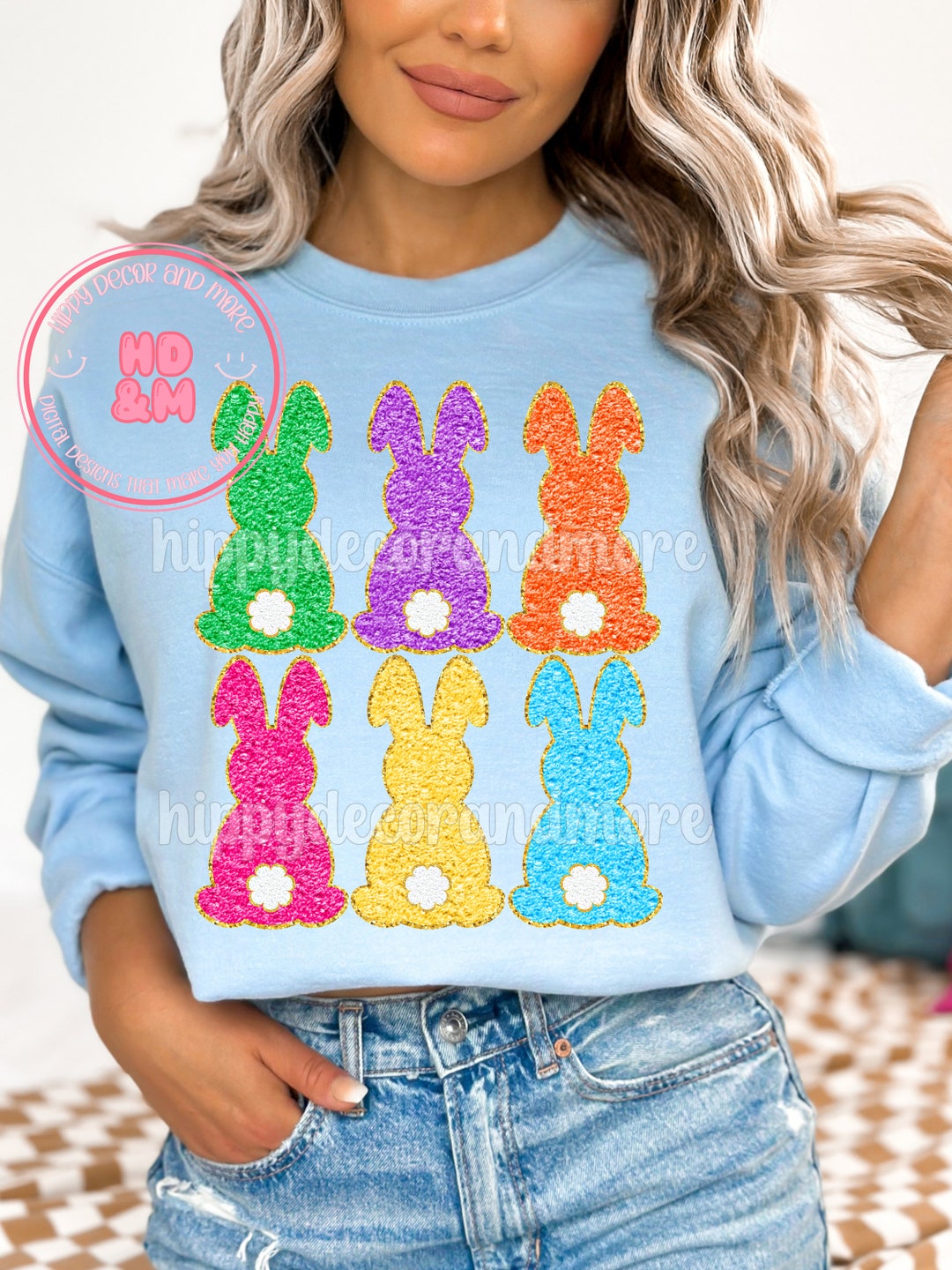Faux Chenille Bunnies PNG Colorful Easter PNG Cute Bunny PNG Easter Png ...