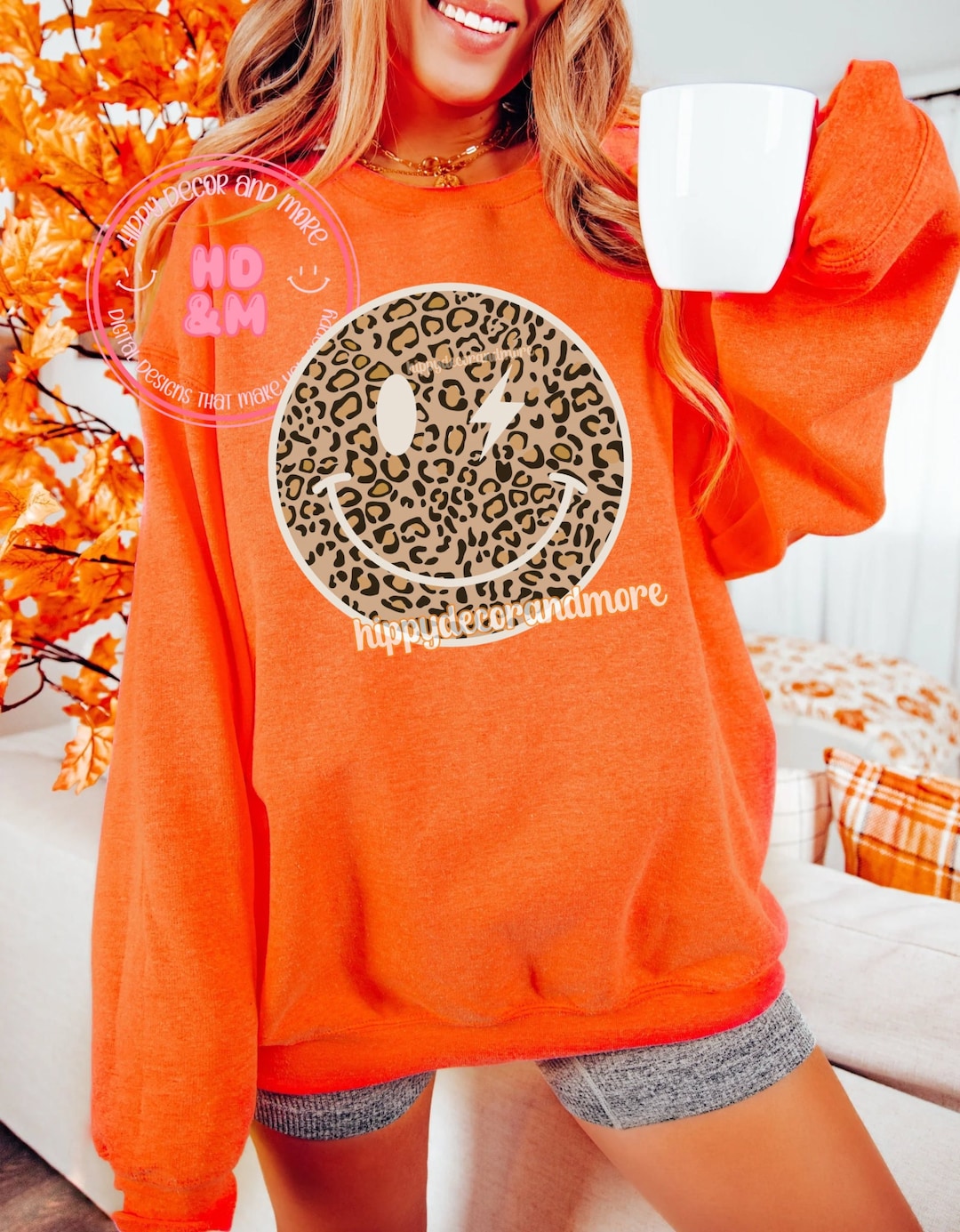 Leopard Print Smiley Face PNG Fall Halloween Thanksgiving PNB Cute ...