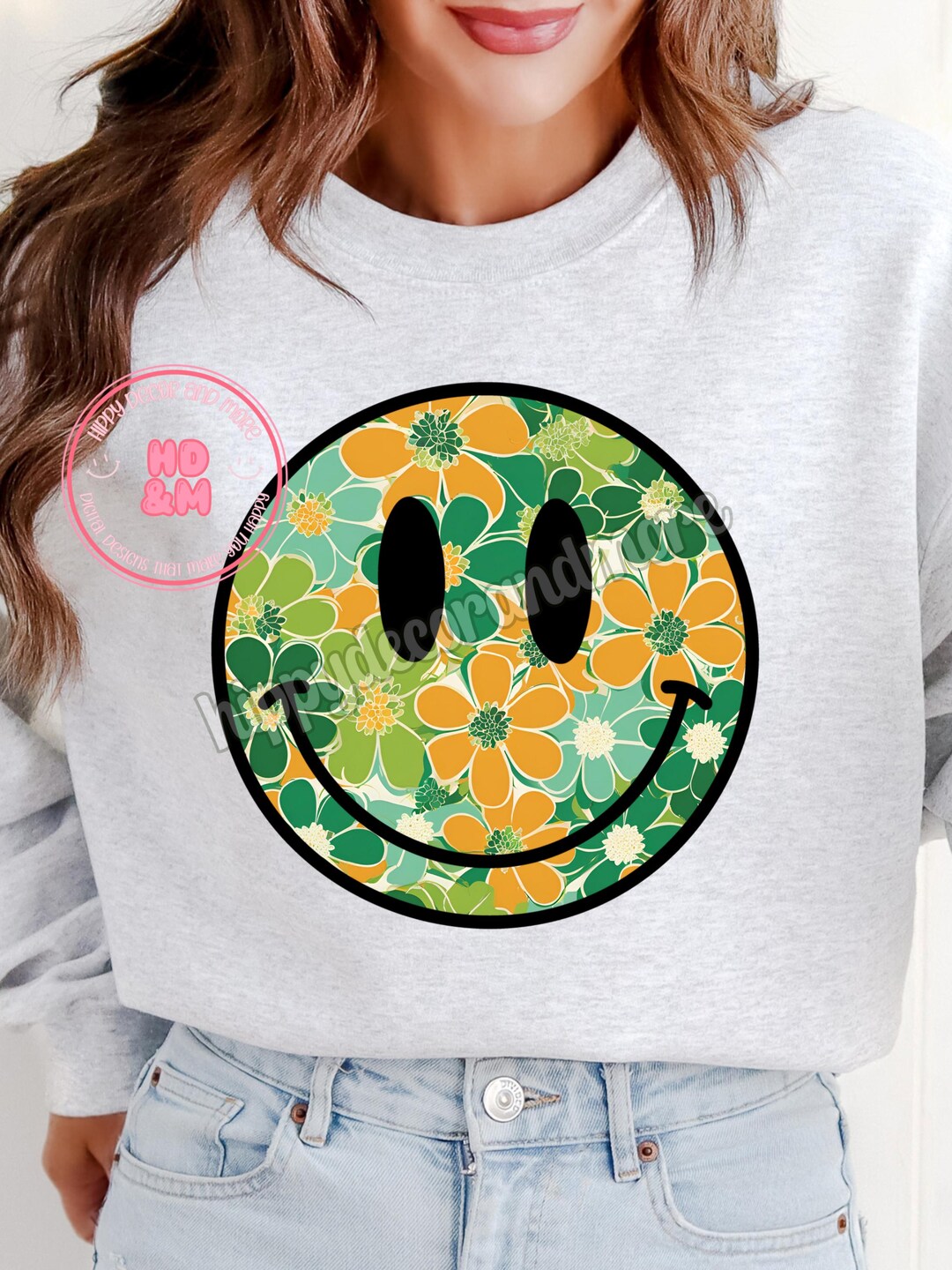 Retro Smiley Face PNG Retro Flowers St Patricks Day PNG Spring PNG ...