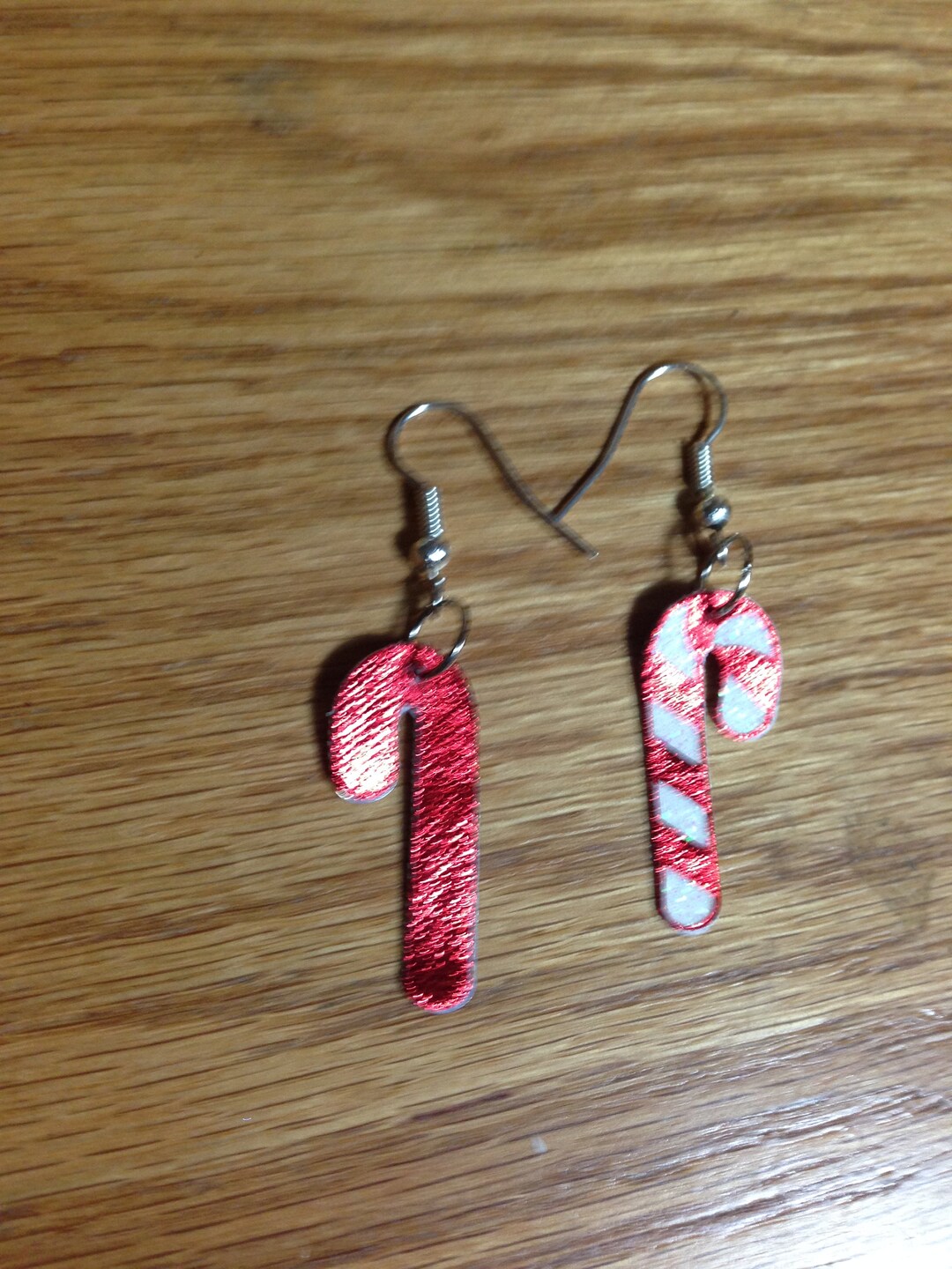 Candy Cane Faux Leather Earrings, Christmas Line, Dangle Earrings ...