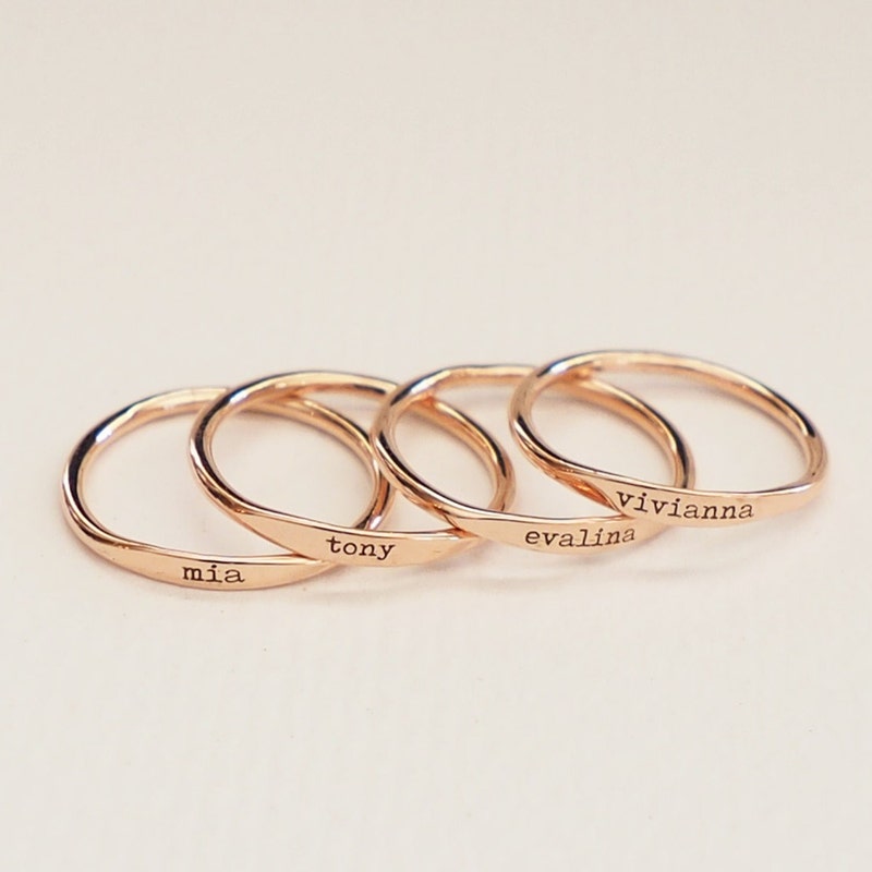 Name Stamped Rings Gold - Etsy