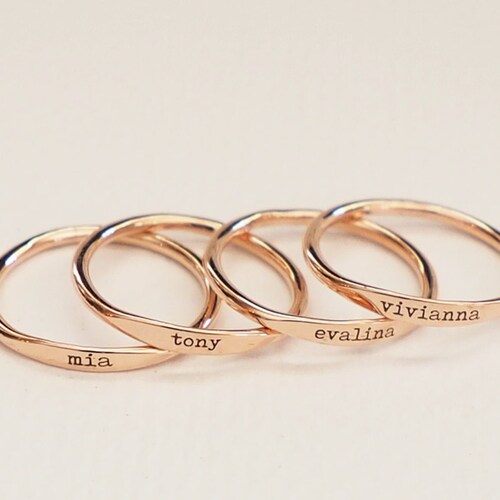 Custom Delicate Name Ring Custom Stacking Rings Skinny - Etsy