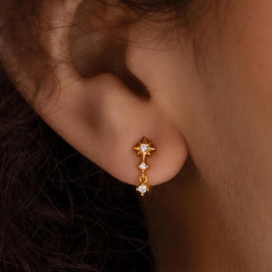 Star Drop Earrings by Caitlyn Minimalist • Dainty Diamond Charm Earrings in Gold • Celestial ...